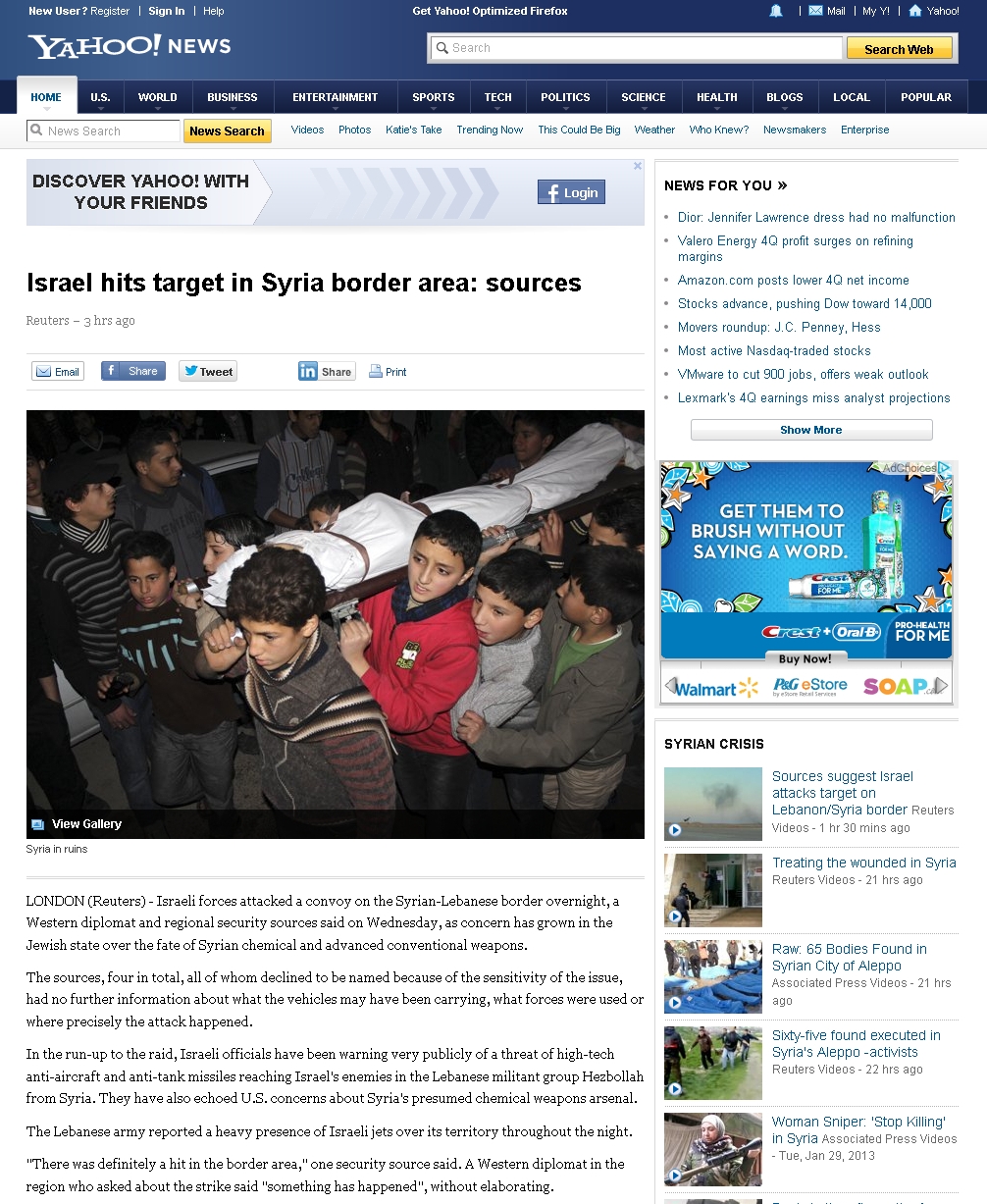 Yahoo Runs Deceiving Photo with Reuters Article - CAMERA Snapshots