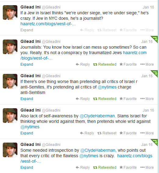 Clyde Haberman and the Siege Mentality - CAMERA Snapshots